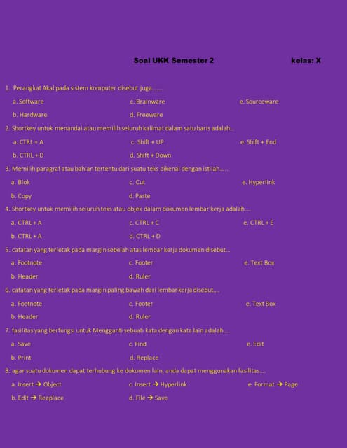 Soal UKK Semester II Kelas X | PDF