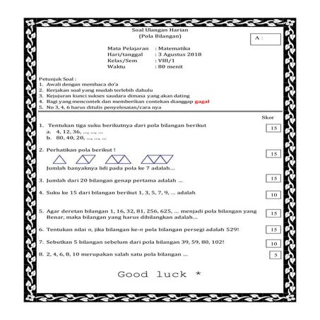 Soal ulangan harian | DOCX