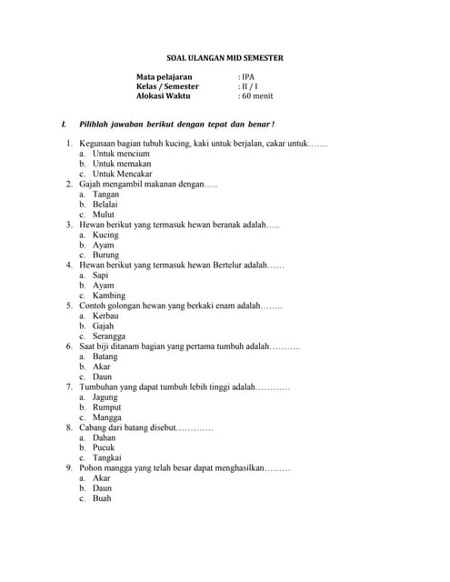 Soal ulangan ipa | PDF