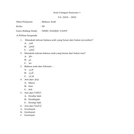 Soal ulangan mid semester 1 b arab kls 2 haqqu.docx