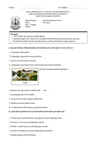 Soal ujian mid semester ganjil 2012 2013 kls 1 dan 2 | PDF