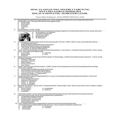 Soal ulangan sma negeri 3 tarutung | DOCX