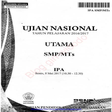 Soal un smp 2017 ipa | PDF