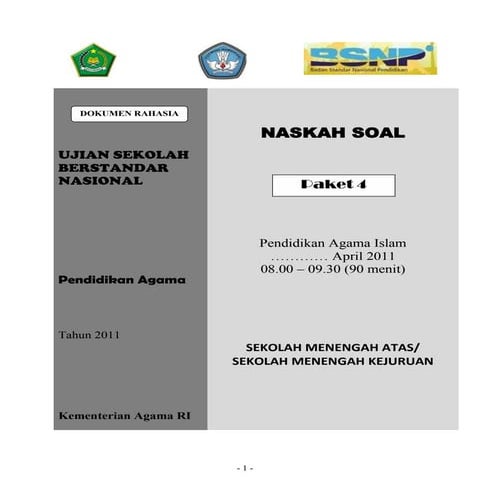 Soal usbn pai sma k p4 | DOCX