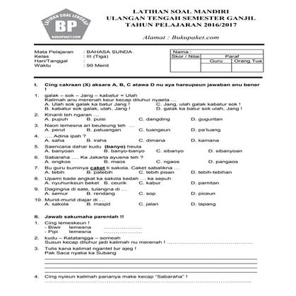 Soal uts bahasa sunda kelas 3 semester 1 | PDF