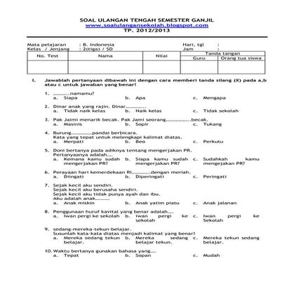 Soal uts bindo kelas 2 semester 1 | PDF