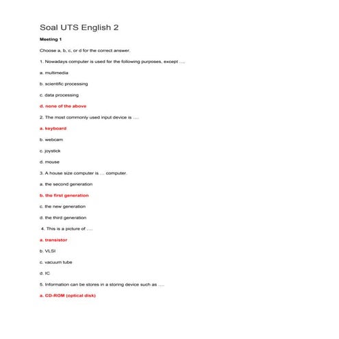 Soal uts english 2 | PDF