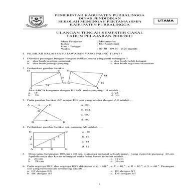 Soal uts gasal kls ix | PDF