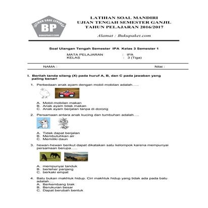Soal uts ipa kelas 3 semester 1 | PDF
