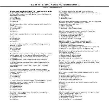 Soal uts ipa kelas 6 semester 1 | PDF
