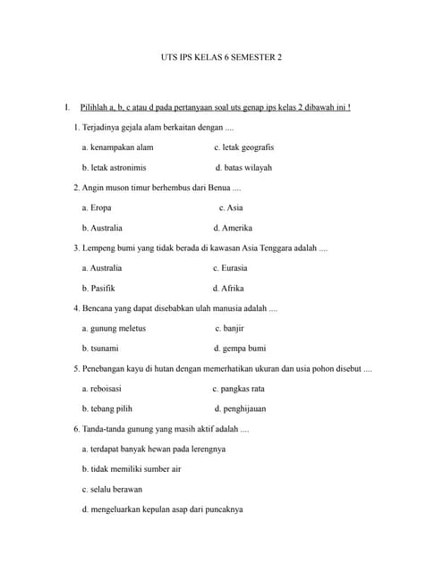 Soal uts bahasa indonesia kelas 3 semester 2 | PDF