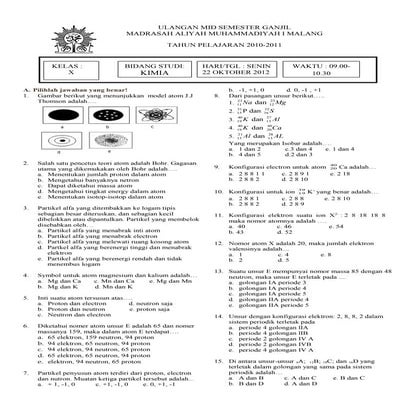 Soal uts kimia | DOC