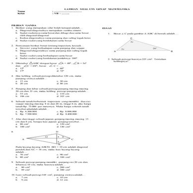Soal uts matematika kelas 7 | DOCX