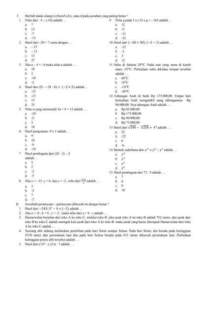 Soal latihan uts 7 | PDF