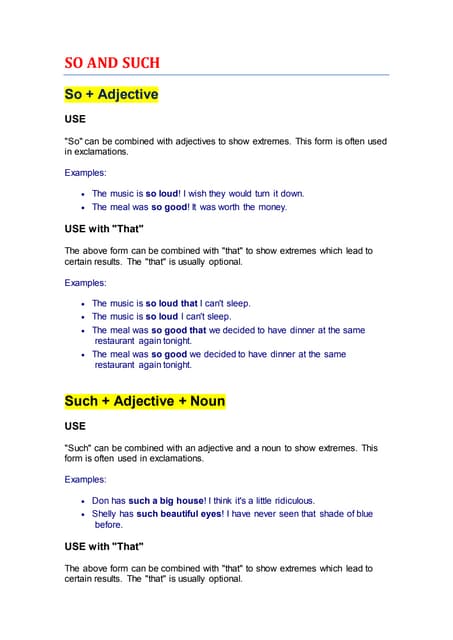 Too / Enough and So / Such | PPT