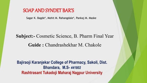 Formulation building blocks soap and syndet bars ppt | PPTX | Bath and ...