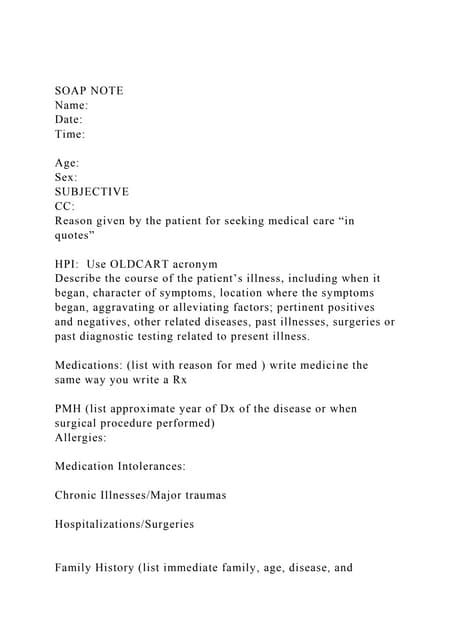Writing a SOAP Clinic Note Cheat Sheet | DOCX | Ear, Nose and Throat ...