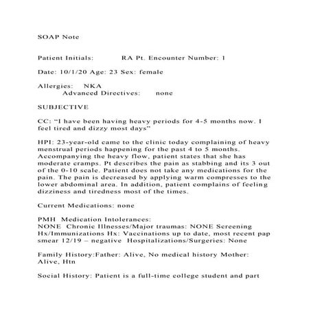 Soap Notepatient Initials Ra Pt Encounter Number Docx
