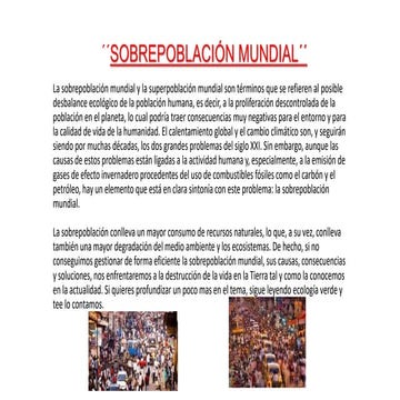 Sobrepoblacion Mundial | PPTX