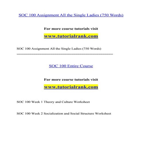 Soc 100 midterm exam part 2 assignment | PDF
