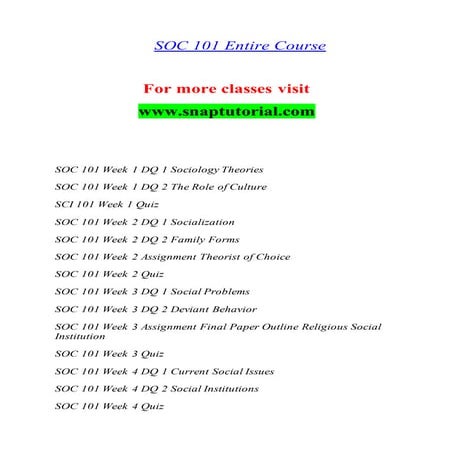 Soc 101 Education Specialist-snaptutorial.com