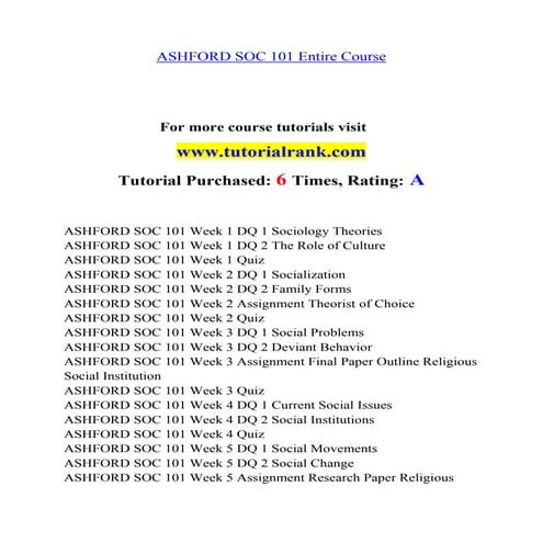 Soc 101 Effective Communication - tutorialrank.com