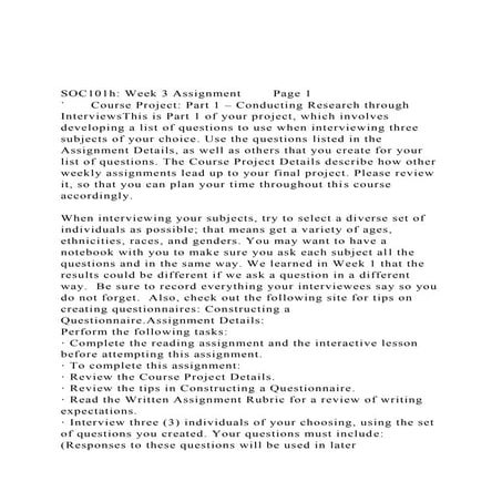 SOC101h Week 3 Assignment Page 1`Course Project Part 1 –.docx