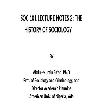 SOC 101 Lecture Notes 2, PPT - THE HISTORY OF SOCIOLOGY (1).pptx