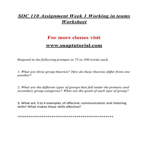 Soc 110 Enhance teaching / snaptutorial.com