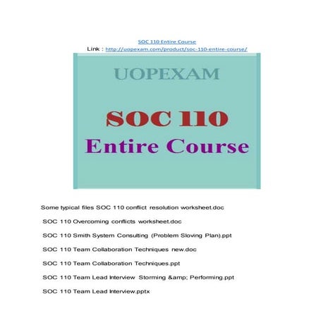 SOC 110 Entire Course 2015 version | DOCX
