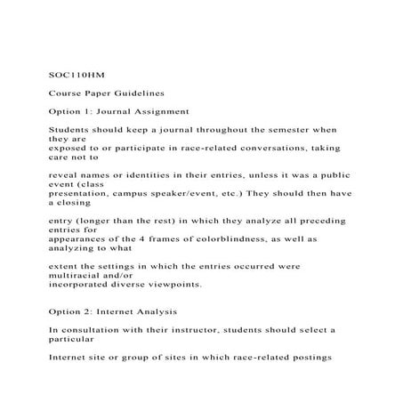 SOC110HM Course Paper Guidelines Option 1 Journal A.docx