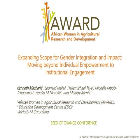 Expanding scope for gender integration and impact: moving beyond ...