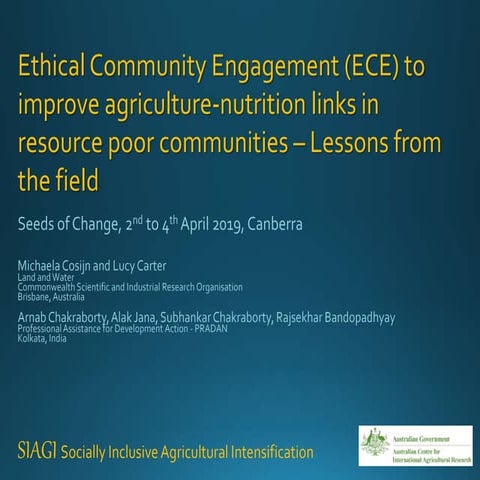 Ethical community engagement (ECE) to improve agriculture-nutrition ...