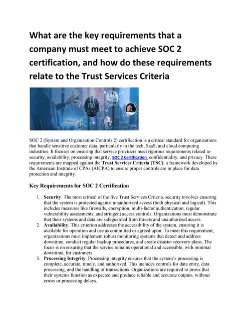 Ensuring SOC 2 Compliance A Comp Checklist.pdf | Information and Network Security | Computing