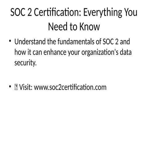 SOC2 compliance Certification Presentation for security | PPTX