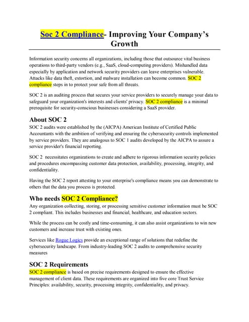Research Proposal Presentation in soc 2 COMPLIANCE | PDF
