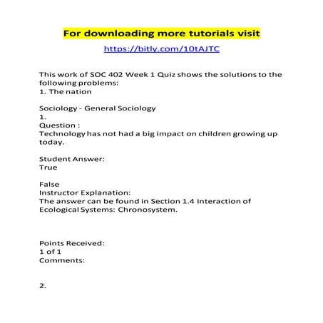 Soc 402 week 1 quiz | PDF