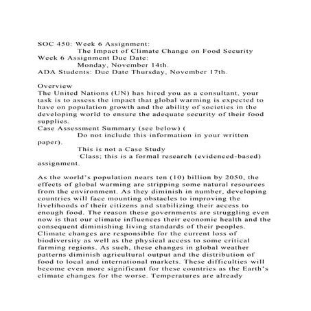 SOC 450 Week 6 Assignment The Impact of Climat.docx