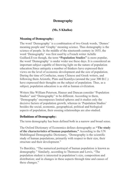 Scope and content of population geography | PPTX | Geography | Science