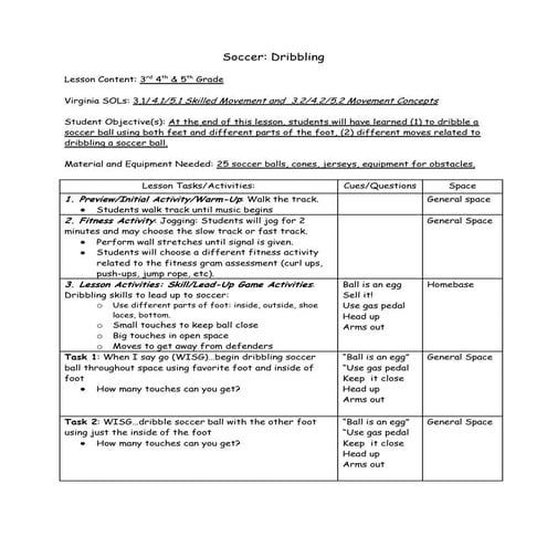 Soccer dribbling 1 | PDF