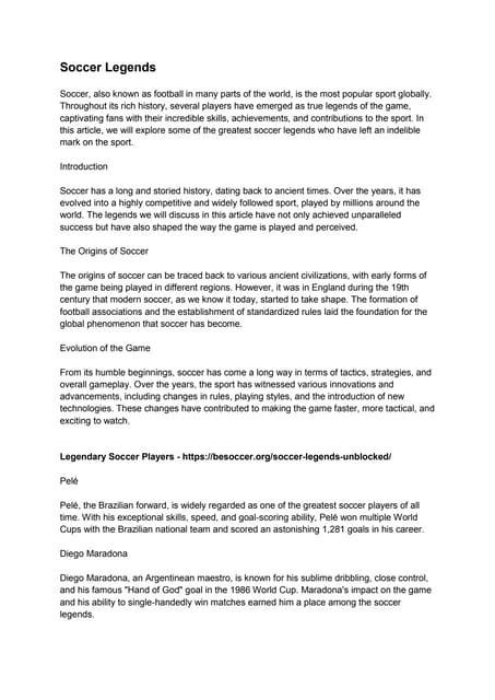 History of Football Evolution of the Game | PDF