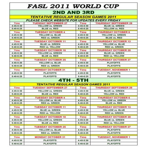 Soccer regular season game schedule | PDF | Sports