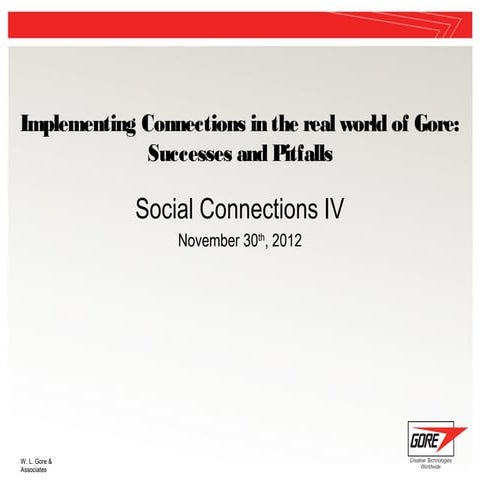 Implementing Connections in the real world of Gore | PPT | Social Networking | Internet