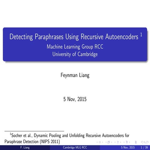 Detecting Paraphrases Using Recursive Autoencoders Ppt