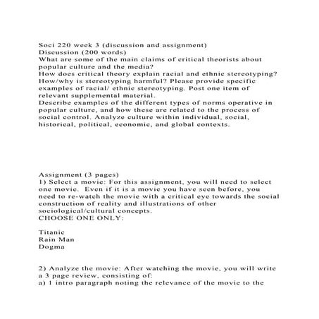Soci 220 week 3 (discussion and assignment) Discussion (200 word.docx