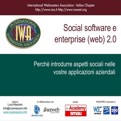 Social software e enterprise (web) 2.0 | PDF