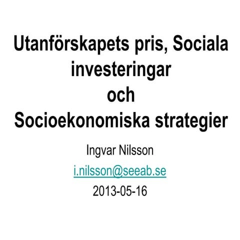 Ingvar Nilsson: Sociala investeringar | PDF | Medical Health