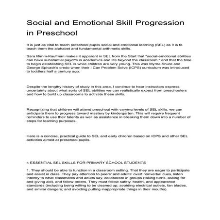Social-Emotional Development in Preschool | PPTX