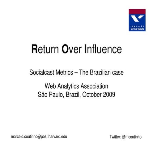 Socialcast Return Over Influence Web2.0 Coutinho | PDF | Social ...