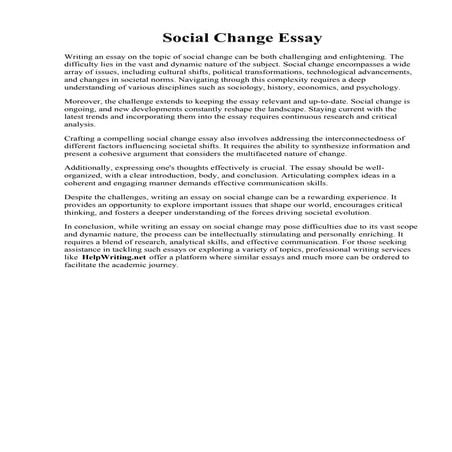Social Change Essay | PDF